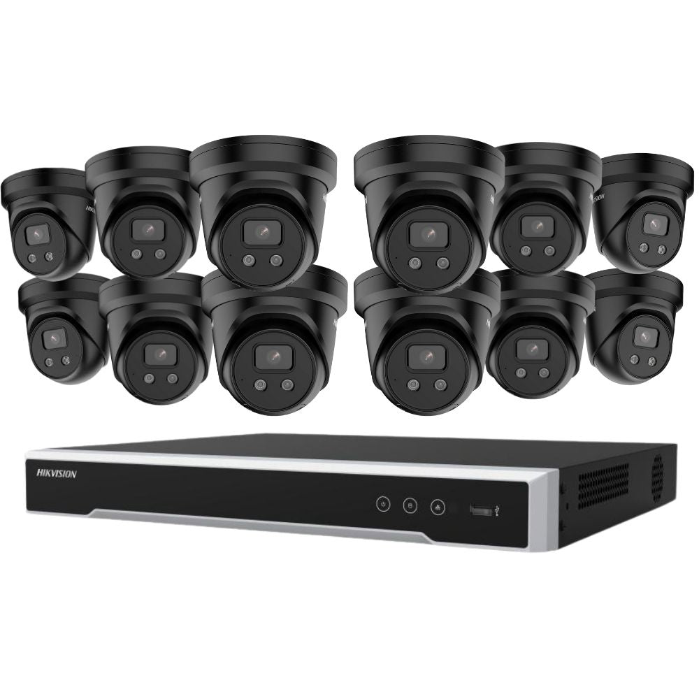 Hikvision Security Kit: 12x 8MP Black Turret, Acusense, Liveguard, 4CH ...