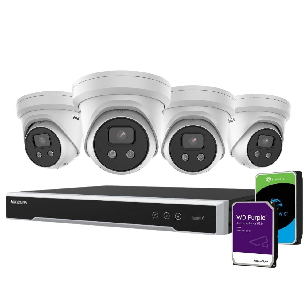 Hikvision Security Kit: 4x 6MP Turret, Acusense, 4CH NVR, HDD - HK-A4 ...