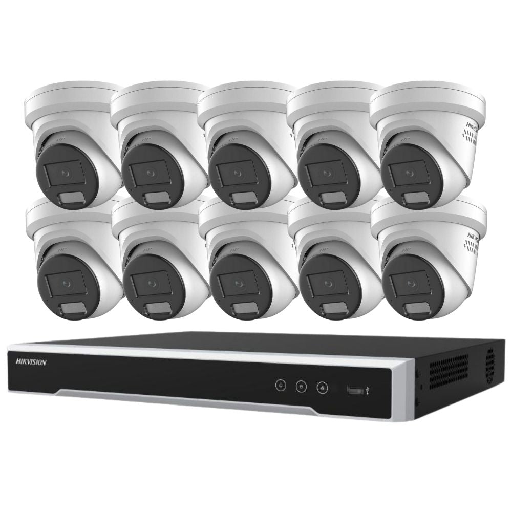 Hikvision Security Kit: 10x 8MP Turret, Smart Hybrid, ColorVu ...