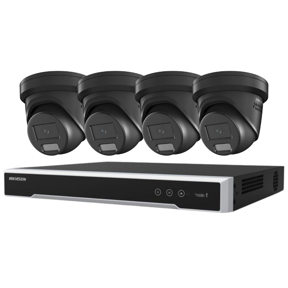 Hikvision Security Kit: 4x 6MP Black Turret, Smart Hybrid, ColorVu ...