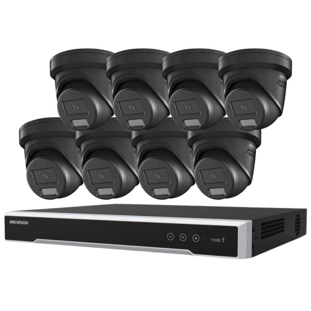 Hikvision Security Kit: 8x 6MP Black Turret, Smart Hybrid, ColorVu ...