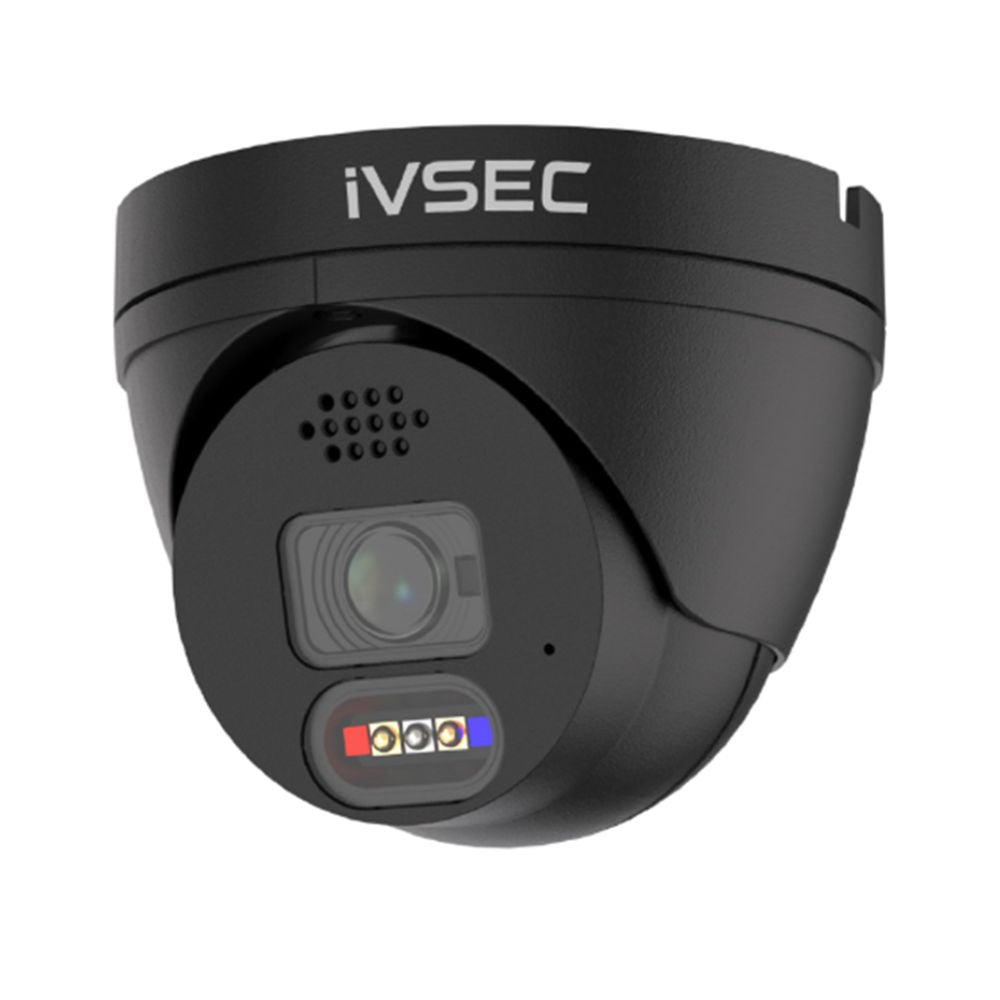 IVSEC Security System: 4x 8MP Adv. Deter, Full-Colour, Black Turrets ...