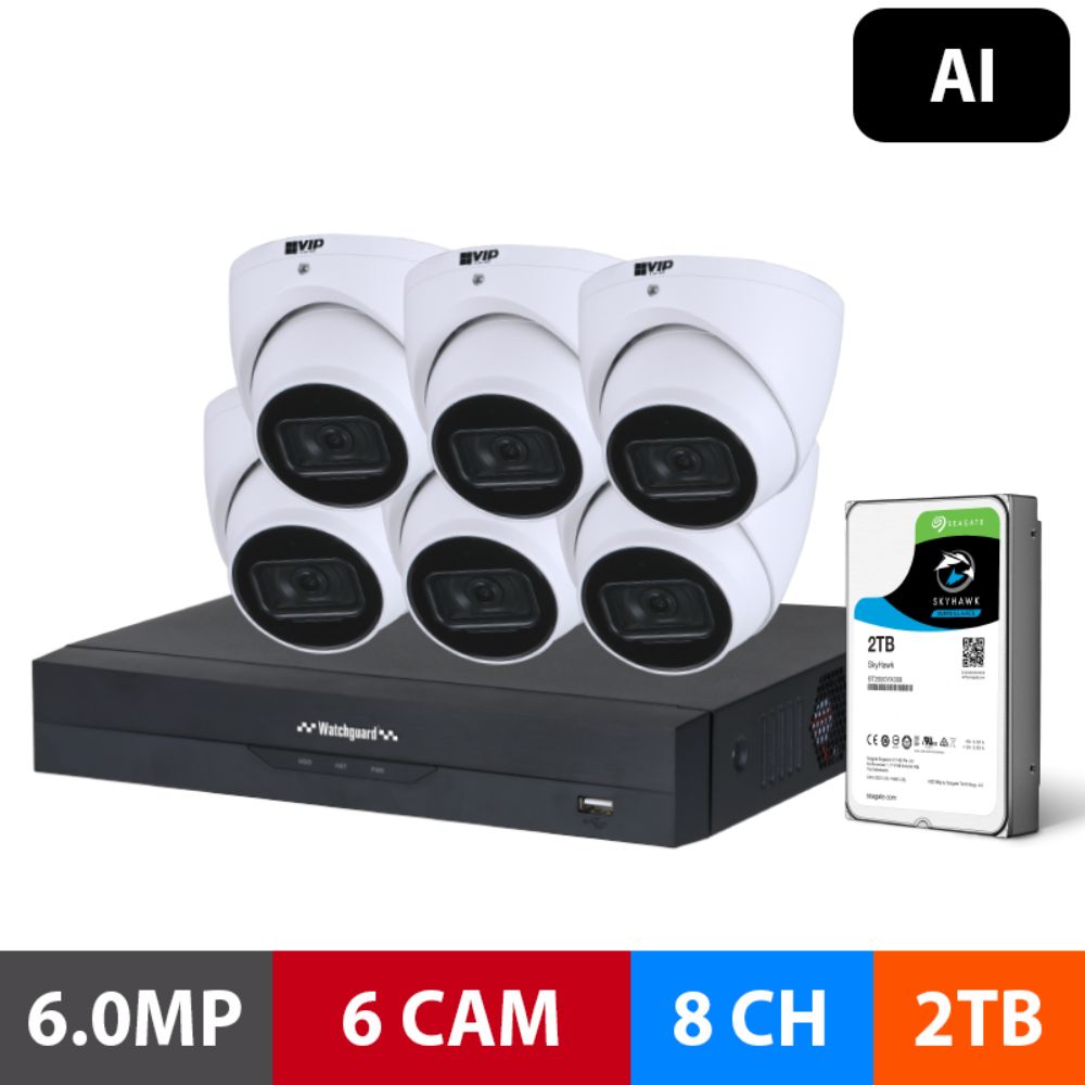Watchguard G-Series: 6 Camera 6.0MP AI Surveillance Kit (2TB) - NVRKIT – Spy Monkey Surveillance