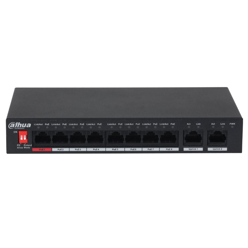 Dahua Switch: 10-Port Unmanaged Desktop Switch with 8-Port PoE - DH-PF ...