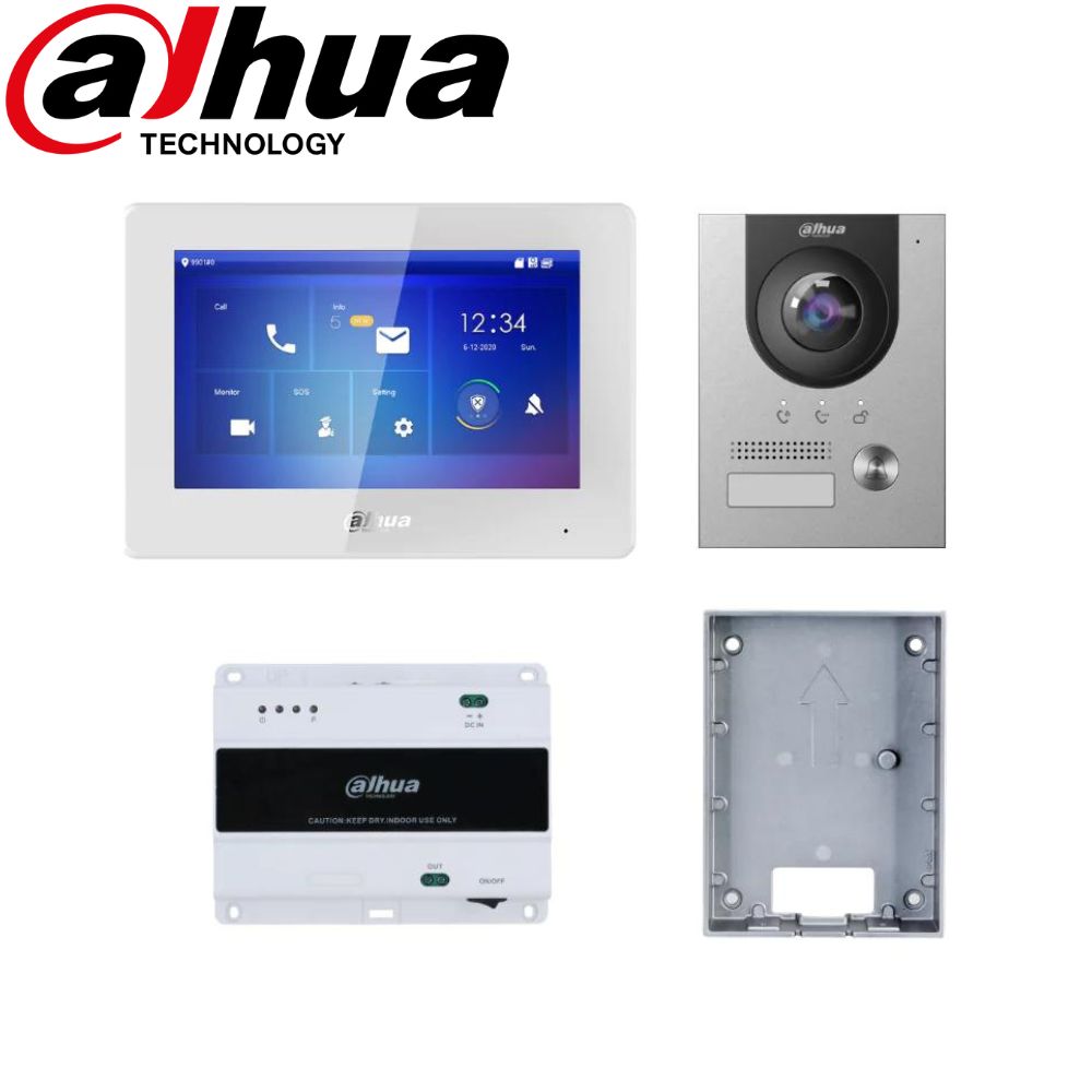 Dahua Intercom Kit: 7" Monitor WHT, 2MP Outdoor Camera, 4 PoE Switch ...