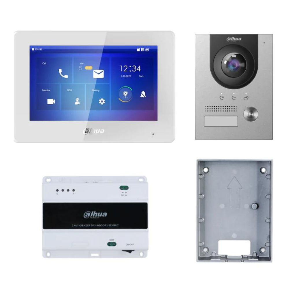 Dahua Intercom Kit: 7" Monitor WHT, 2MP Outdoor Camera, 4 PoE Switch ...