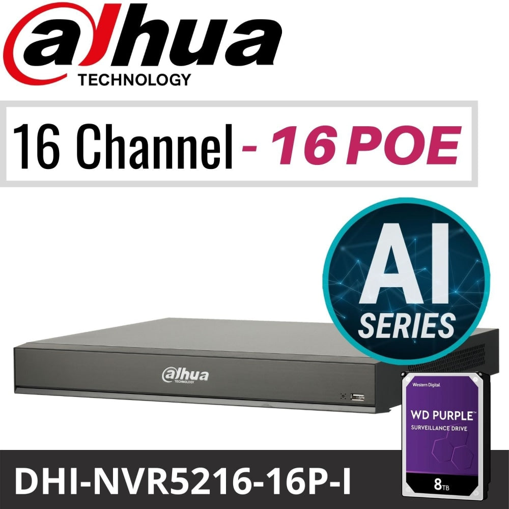 Dahua 16 Channel Network Video Recorder: 16MP(4K) AI - DHI-NVR5216-16P – Spy Monkey Surveillance