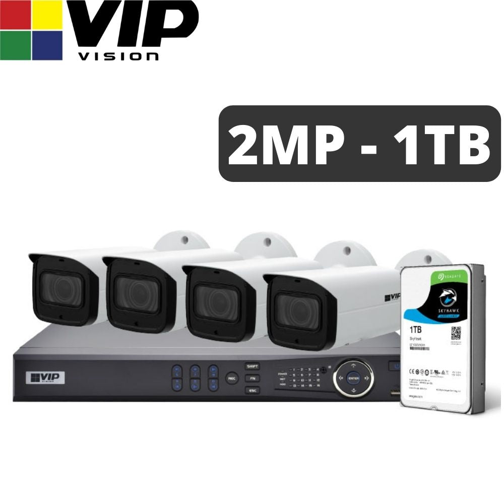 VIP Vision 4-Channel Security Kit: 8MP NVR, 4 X 2MP Fixed Bullet, Prof ...