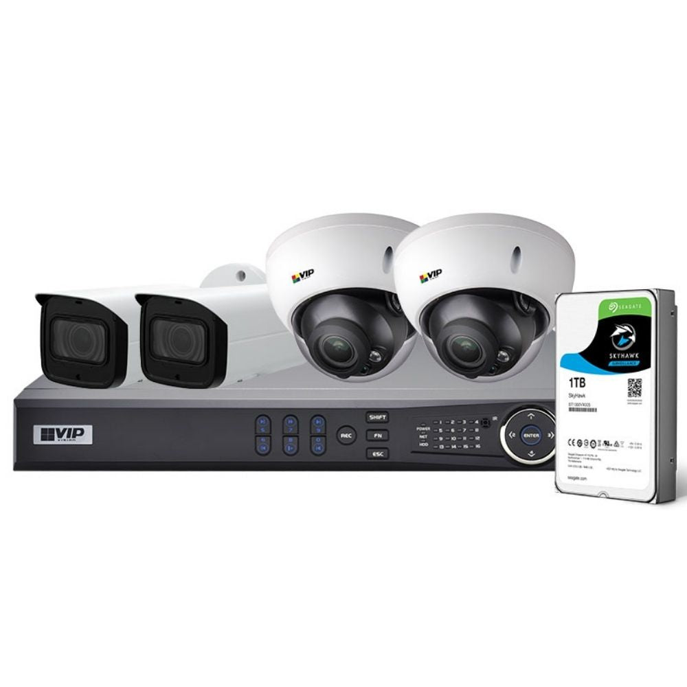 VIP Vision 4-Channel Security Kit: 8MP NVR, 4 X 4MP Motorised Dome/Bul ...