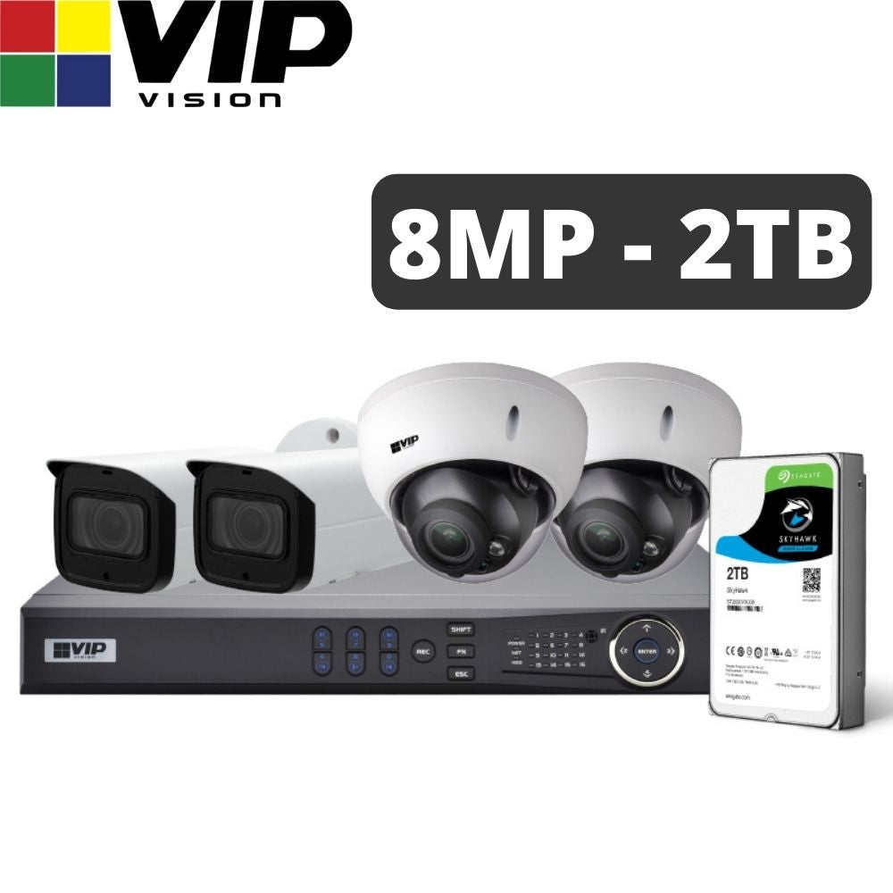 VIP Vision 4-Channel Security Kit: 8MP NVR, 4 X 8MP Motorised Dome/Bul ...