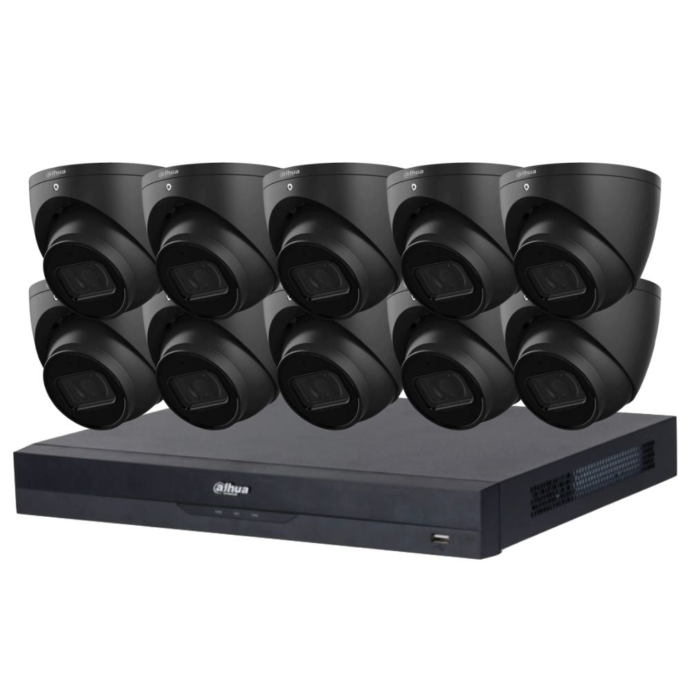 Dahua 2023 Full AI Security System: 10x 8MP Black Turret 3X66 Cams, 16 – Spy Monkey Surveillance