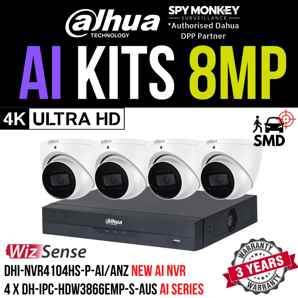 Dahua 2023 Full AI Security System: 4x 8MP Turret 3X66 Cams, 4CH 16MP ...