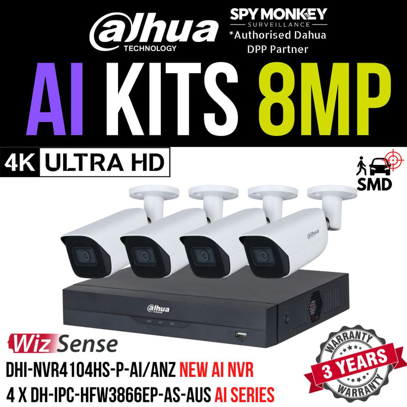 Dahua 8MP (4K Ultra HD) Wizsense AI Kits – Spy Monkey Surveillance