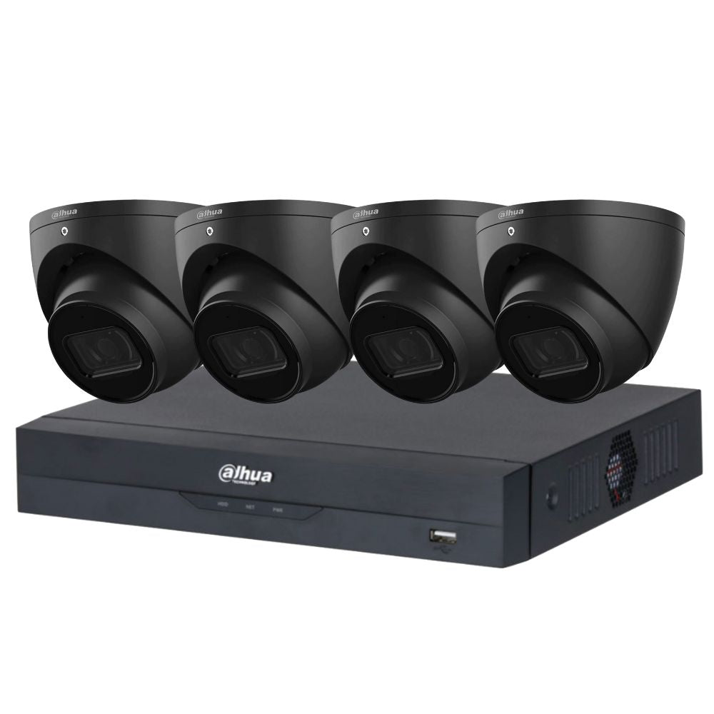Dahua 2023 Full AI Security System: 4x 8MP Black Turret 3X66 Cams, 4CH – Spy Monkey Surveillance